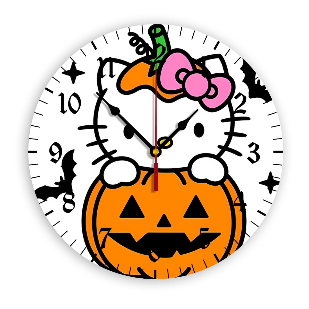 Hello Kitty Thanksgiving halloween Cute Round Digital Wall Clock 12inch ...