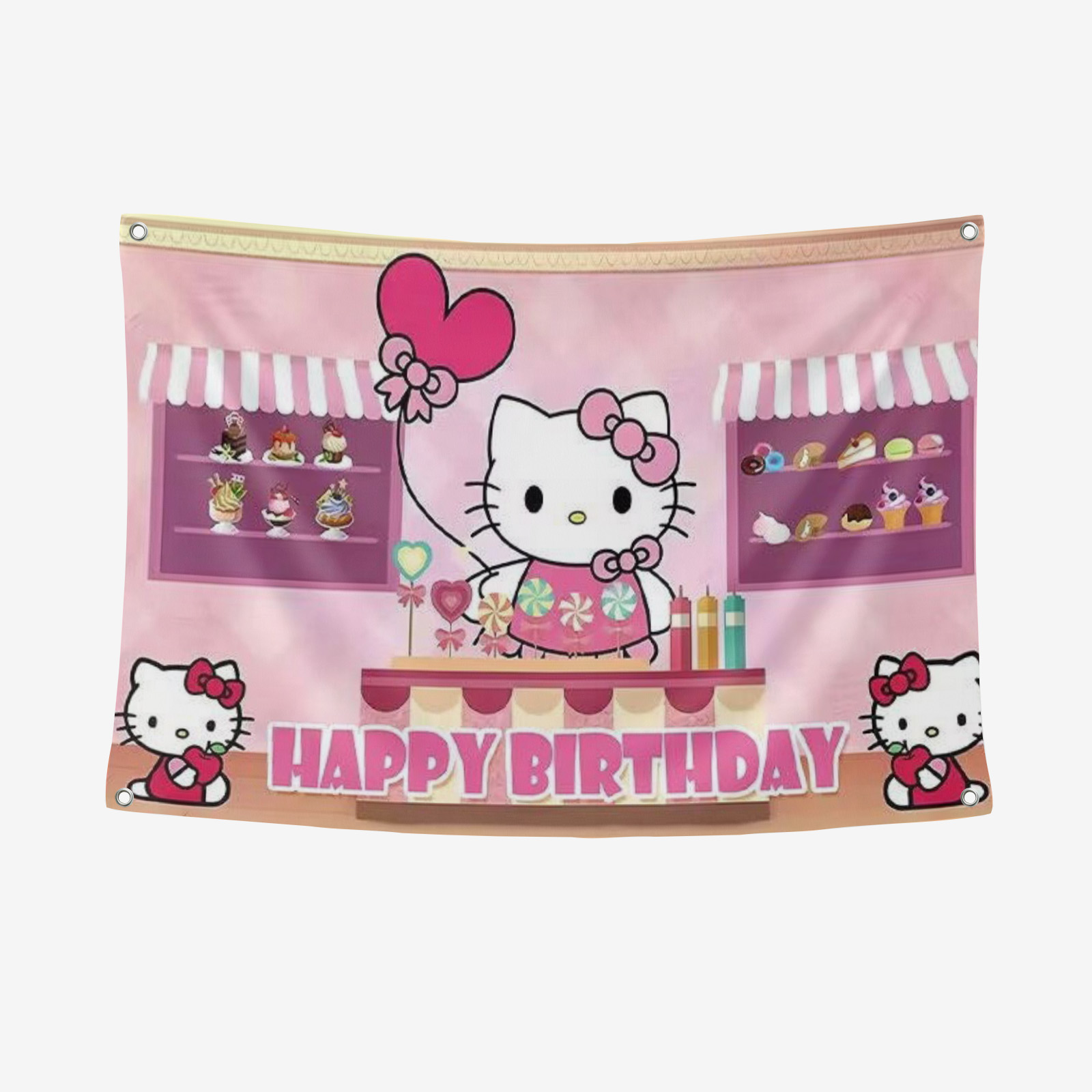 Hello Kitty Theme 31.5*47.2IN/80*120CM Banner Background Backdrop Party ...