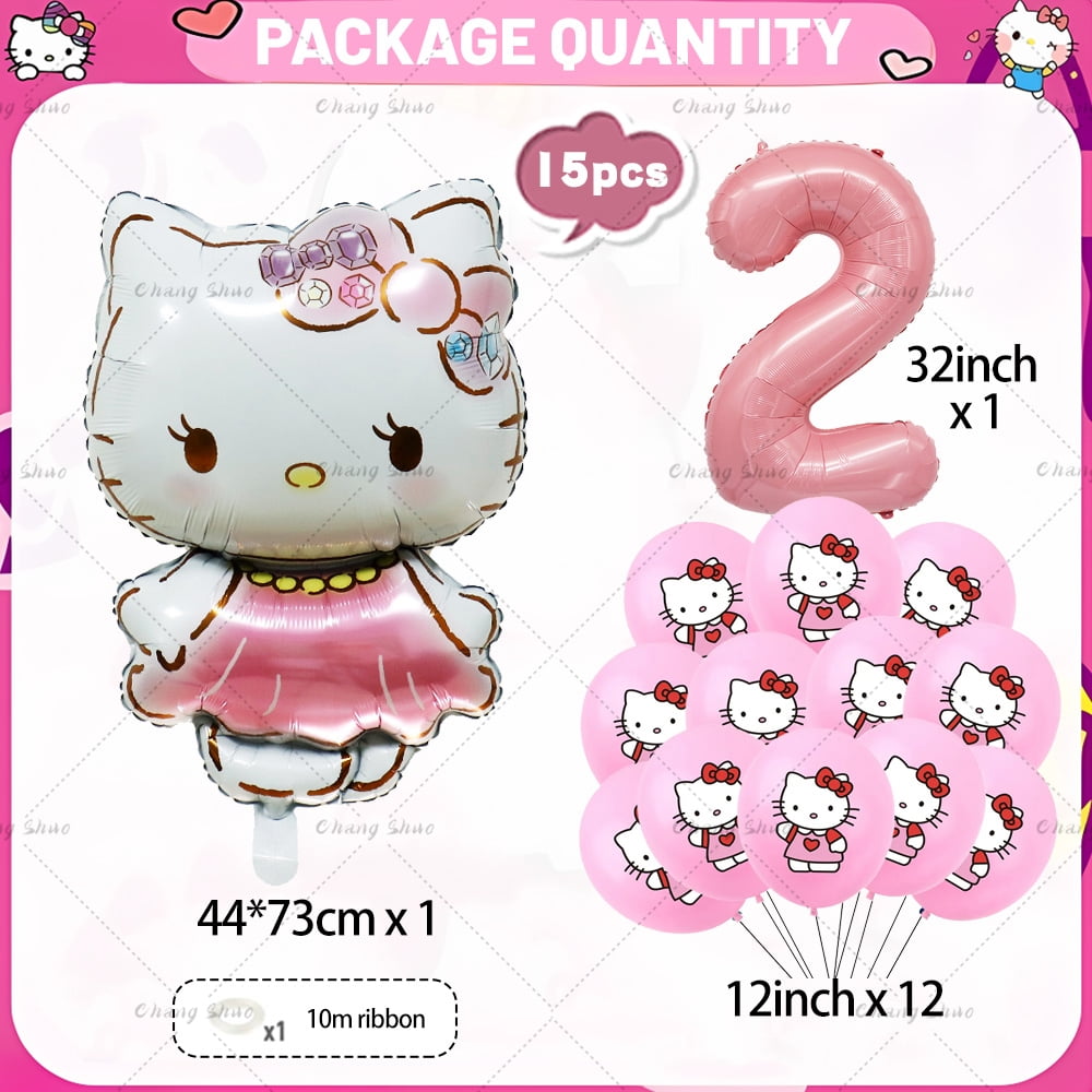 Hello Kitty Theme Birthday Party Decorations Balloon Set Cartoon Cat ...