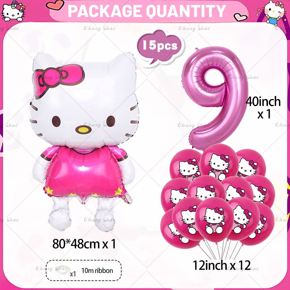 Hello Kitty Theme Birthday Party Decorations Balloon Set Cartoon Cat ...