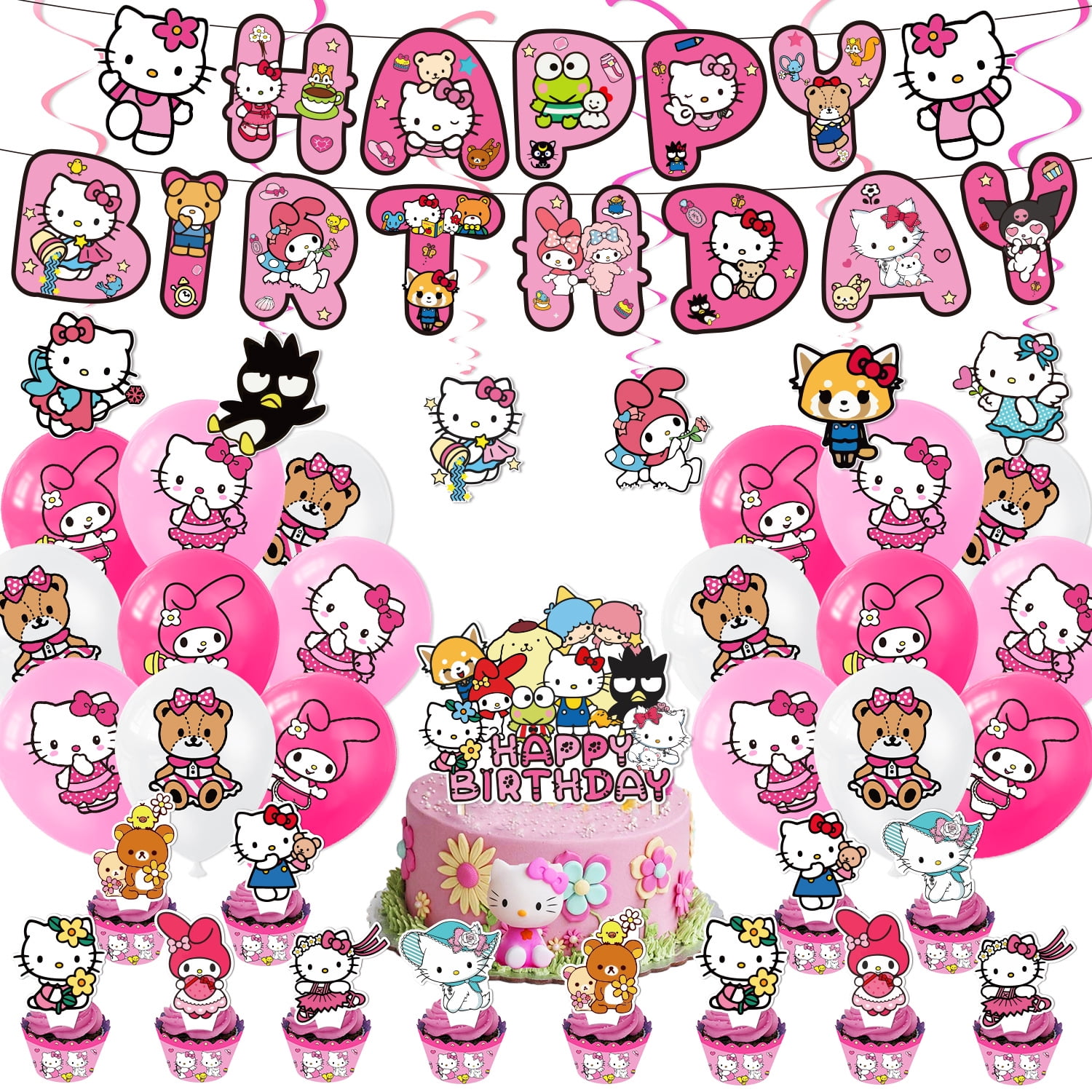 Hello Kitty Theme Girl Birthday Party Balloon Decorations Kids Party ...