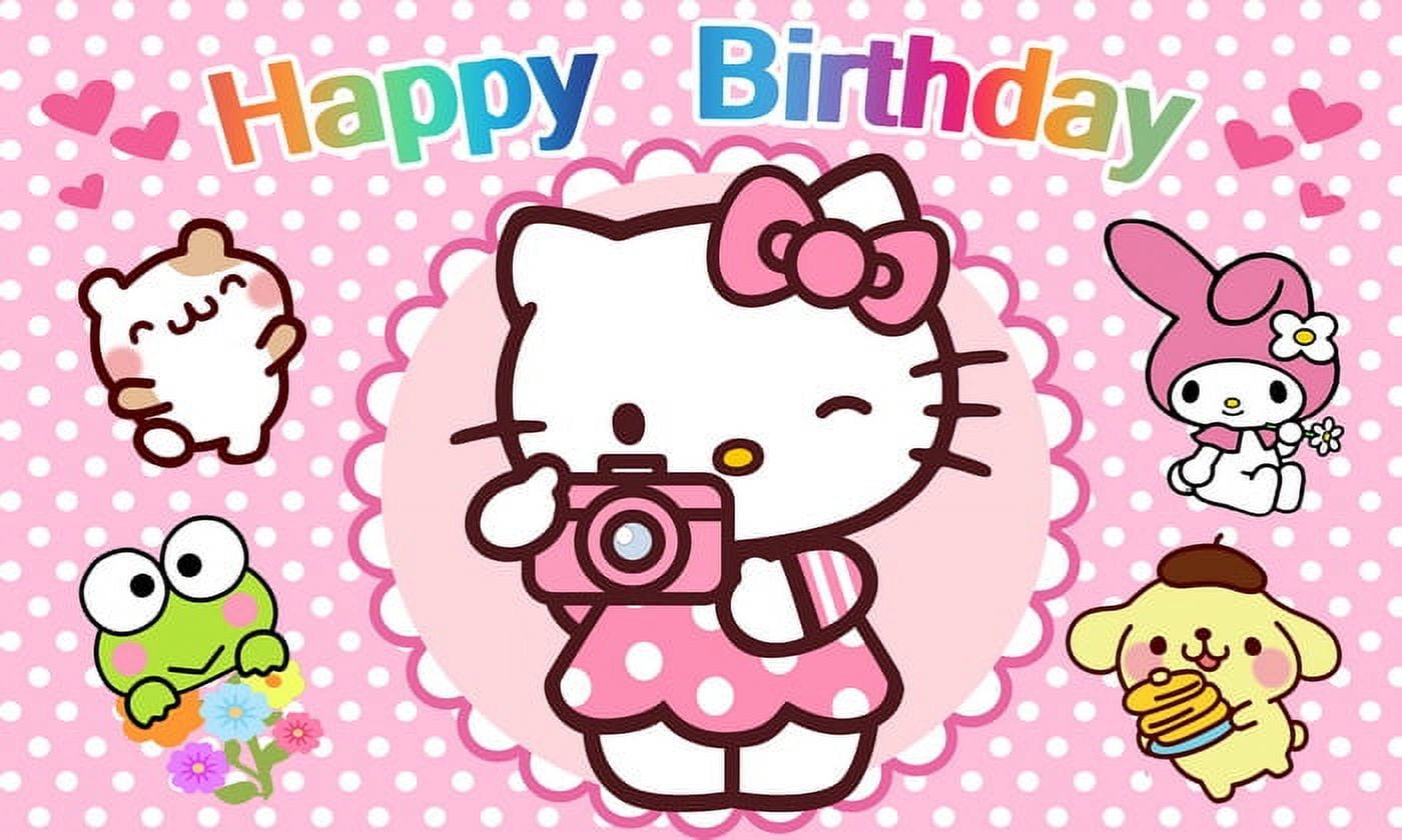 Hello Kitty Theme Photography Cartoon Backdrop Birthday Party Decor ...