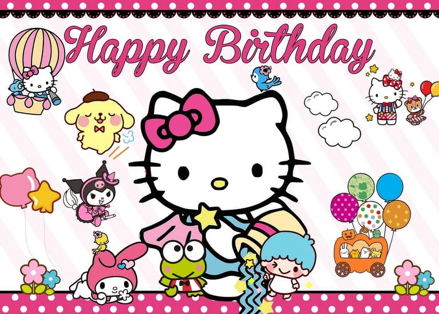 Hello Kitty Theme Photography Cartoon Backdrop Birthday Party Decor ...