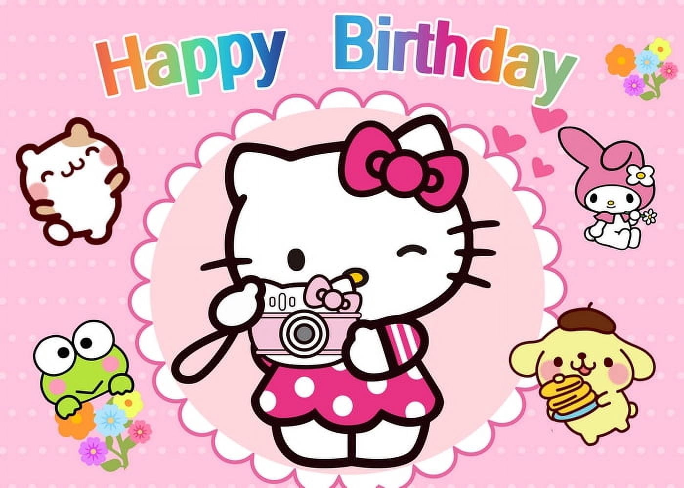 Hello Kitty Theme Photography Cartoon Backdrop Birthday Party Decor ...
