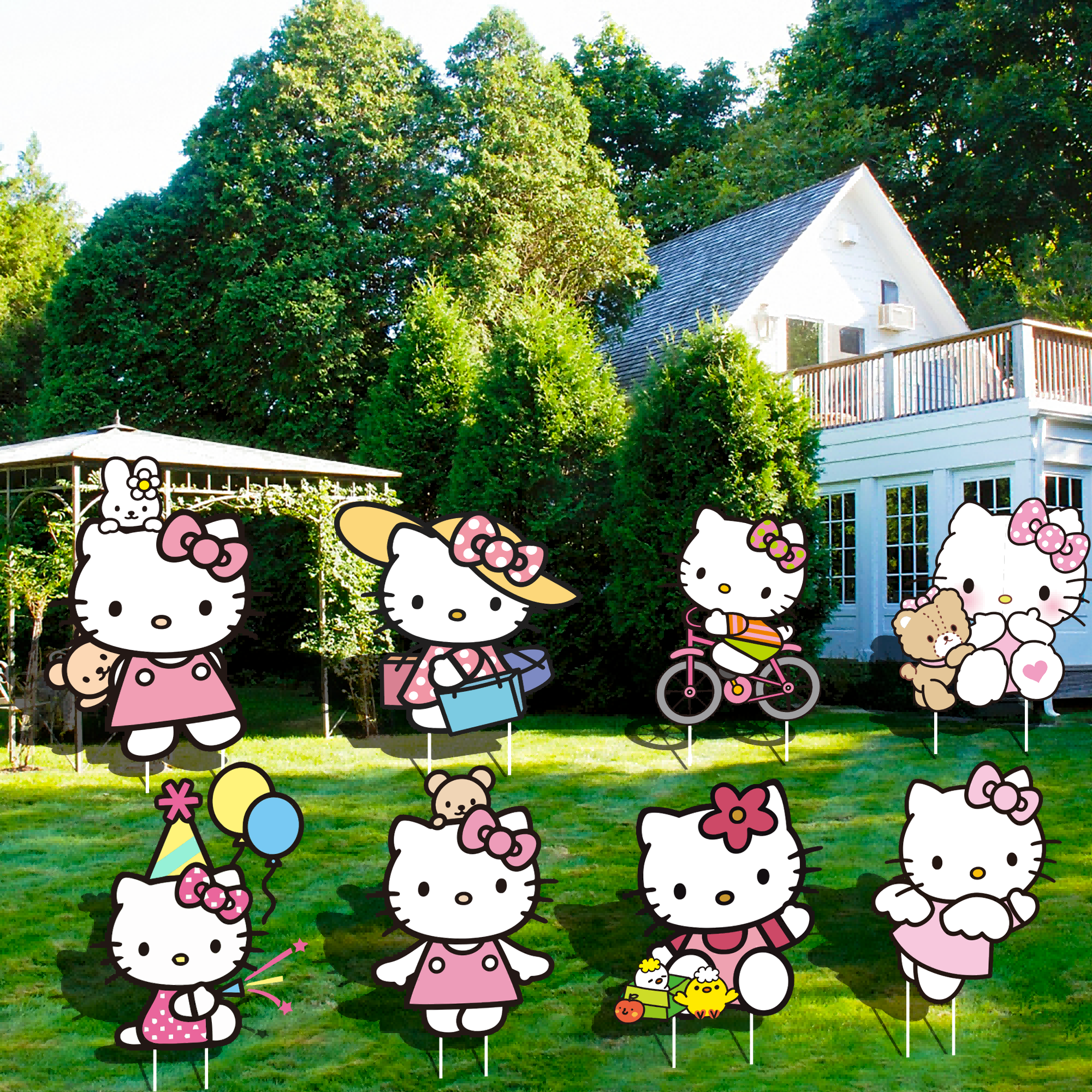 Hello Kitty Themed Yard Signs, 8 Pcs Hello Kitty Yard Signs with Hello ...