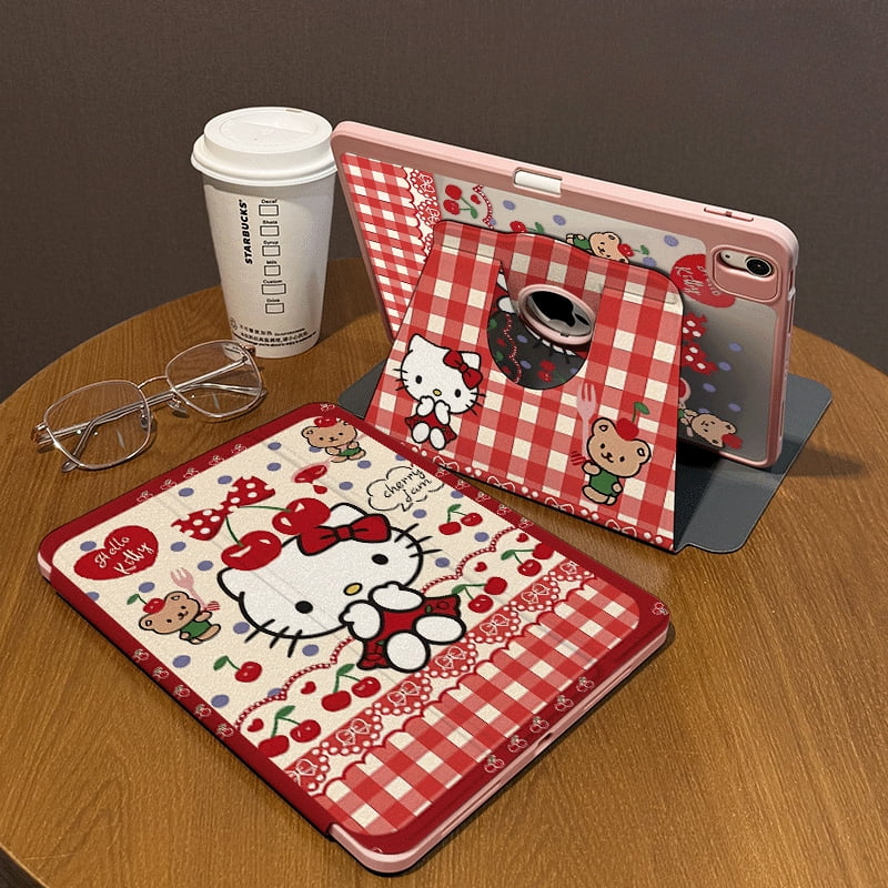 Hello Kitty Three Fold IPad Case Transparent Cover with Pen Slot for ...