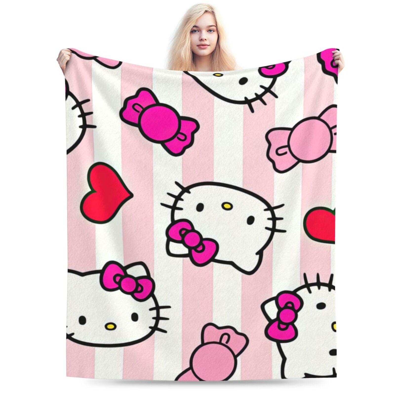 Hello Kitty Throw Blanket, Cozy Flannel Blankets For Boys Girls, Super ...