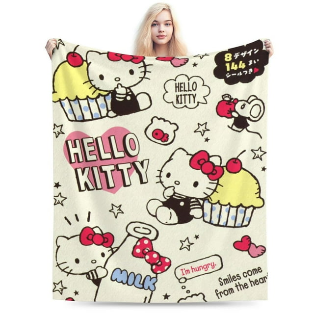 Hello Kitty Throw Blanket, Cozy Flannel Blankets For Boys Girls, Super ...