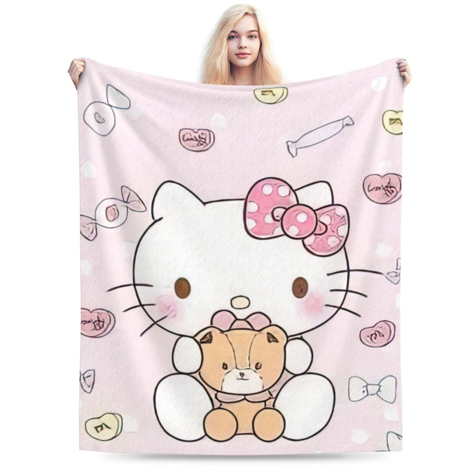 Hello Kitty Throw Blanket, Cozy Flannel Blankets For Boys Girls, Super ...