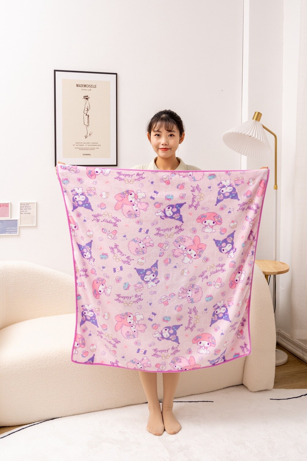 Hello Kitty Throw Blanket Sanrio Kawaii Blankets for Beds Anime Printed ...