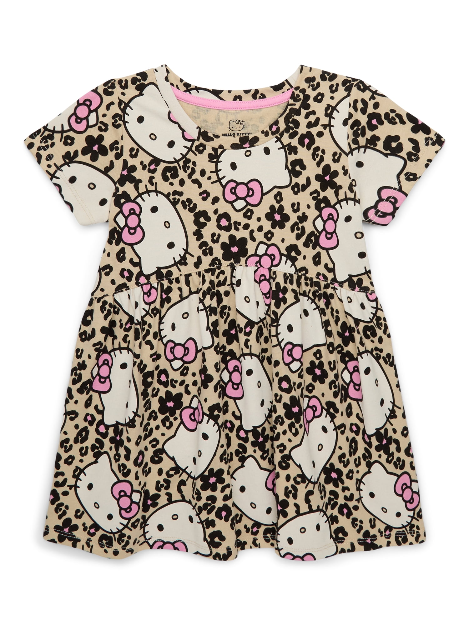 Hello Kitty Toddler Girl Allover Print Dress with Short Sleeves, Sizes ...