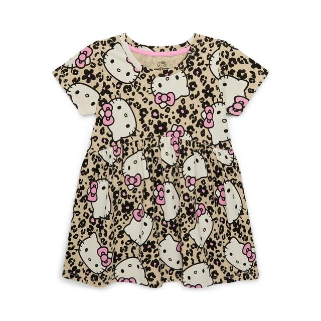 Hello Kitty Toddler Girl Allover Print Dress with Short Sleeves, Sizes ...
