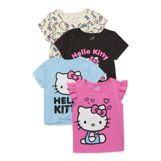 Hello Kitty Toddler Girl Graphic Print Fashion T-Shirts, 4-Pack, Sizes ...