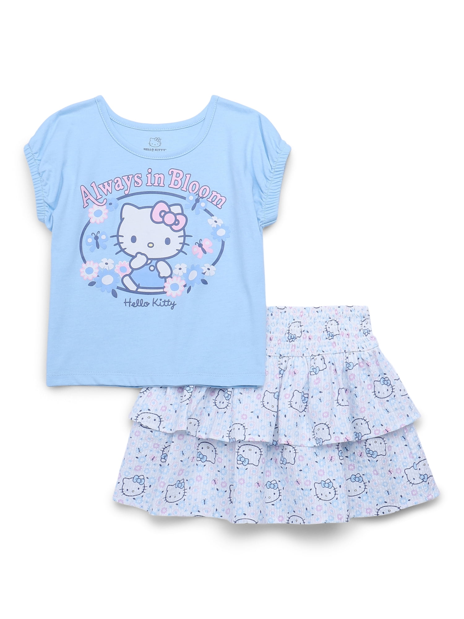 Hello Kitty Toddler Girl Graphic Top and Printed Tiered Skirt Set, 2 ...