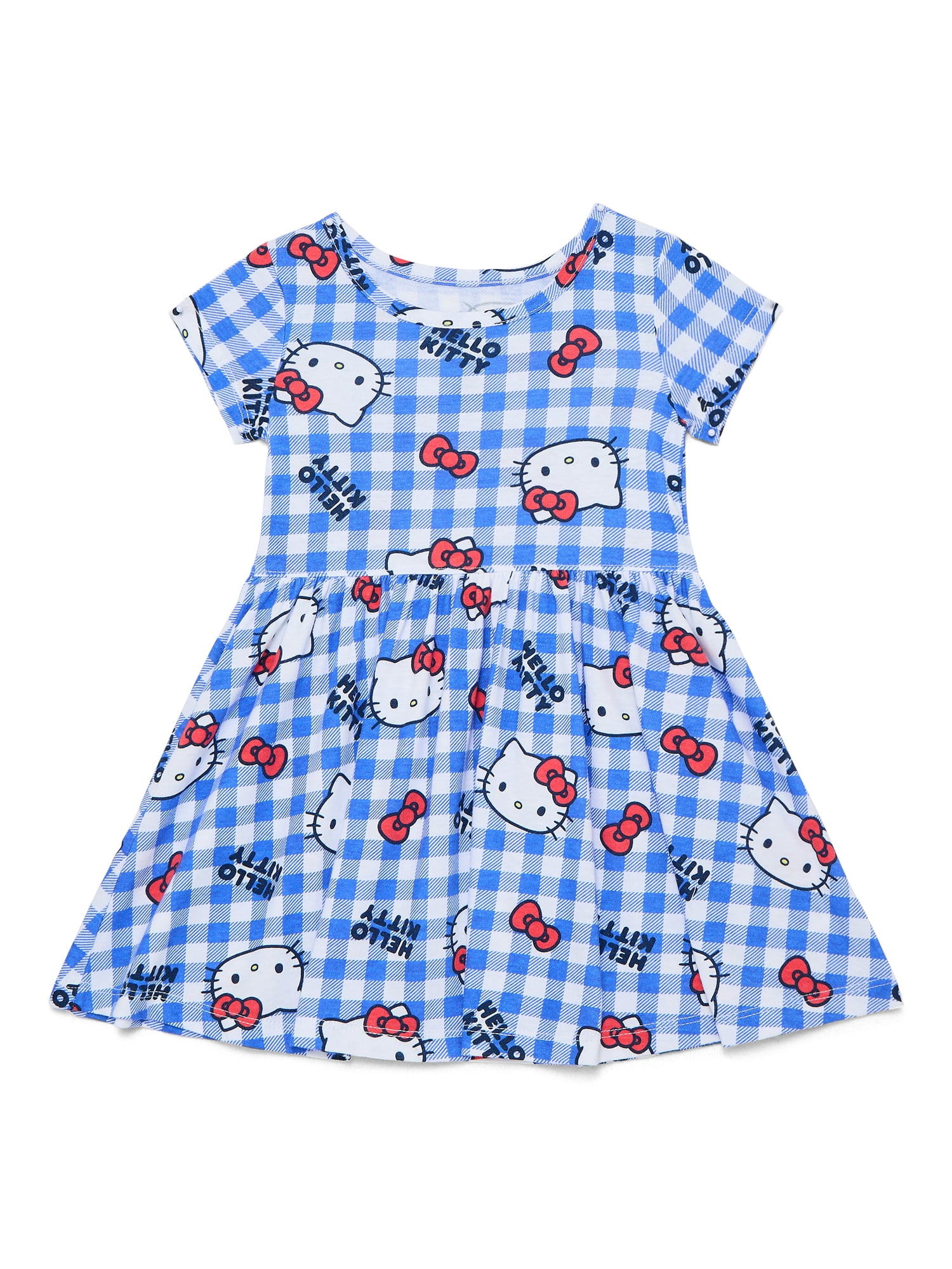 Hello Kitty Toddler Girls Allover Print Dress with Short Sleeves, Sizes ...
