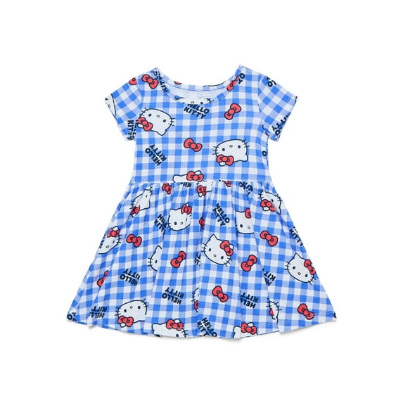 Hello Kitty Toddler Girls Allover Print Dress with Short Sleeves, Sizes ...