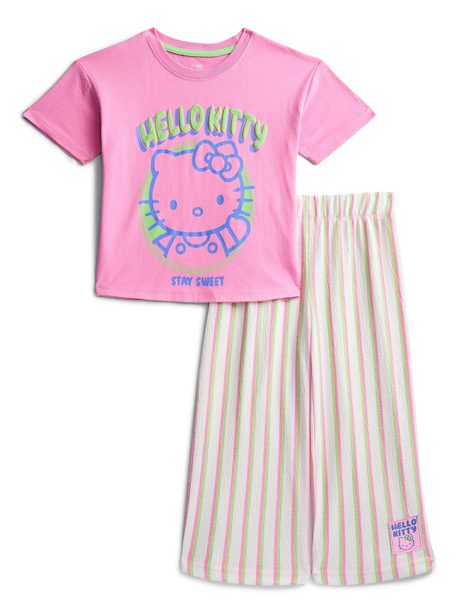 Hello Kitty Toddler Girls Graphic Tee and Stripe Pants Set, 2-Piece ...