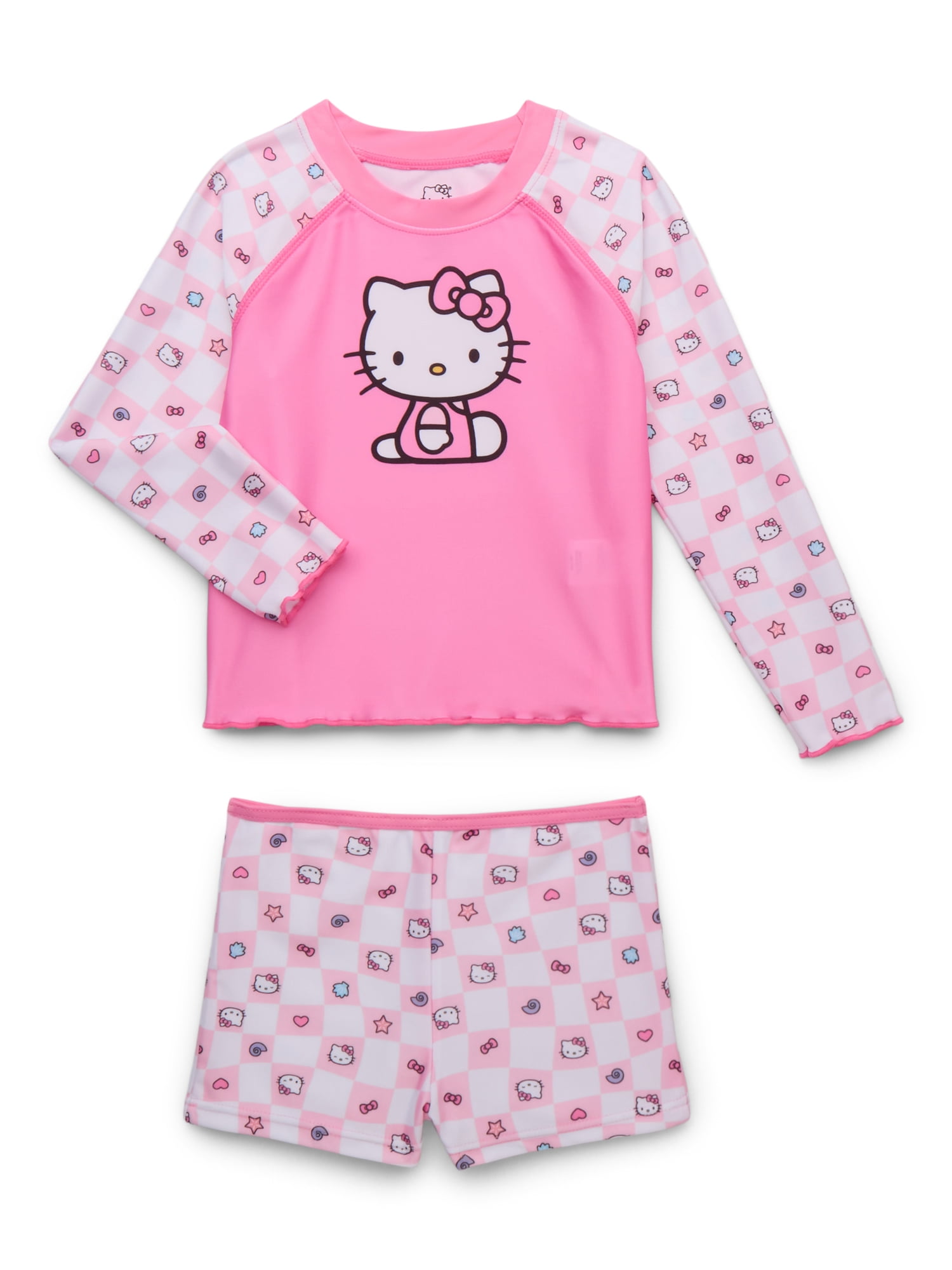 Character Toddler Girl Long-Sleeve Rash Guard and Swim Short Set, 2 ...