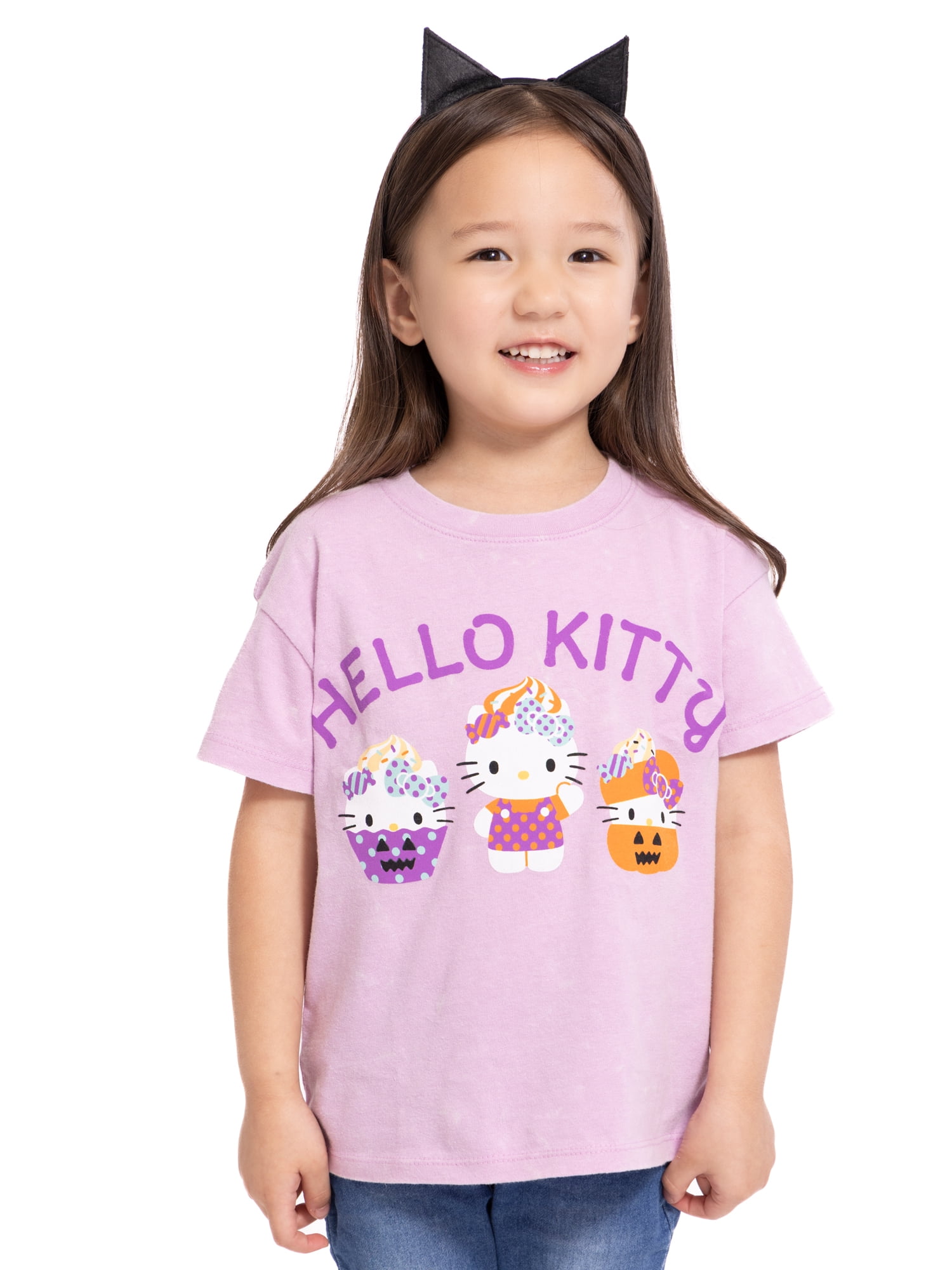 Hello Kitty Toddler Girls Halloween Crewneck Tee with Short Sleeves ...