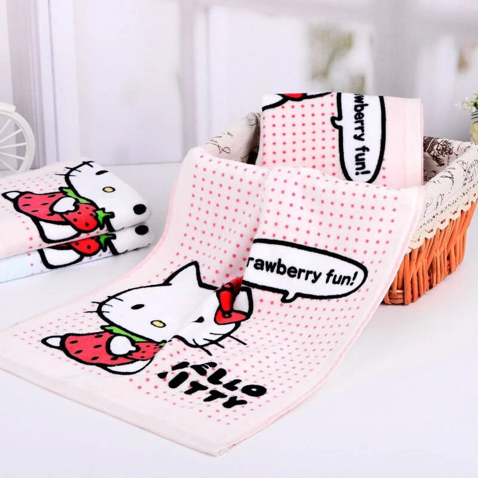 Hello Kitty Towel Sanrio Kawaii Pure Cotton Rectangular Absorbent ...
