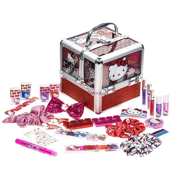 Townley Girl Hello Kitty Beauty Deluxe Train Case, Girls’ Makeup Set ...