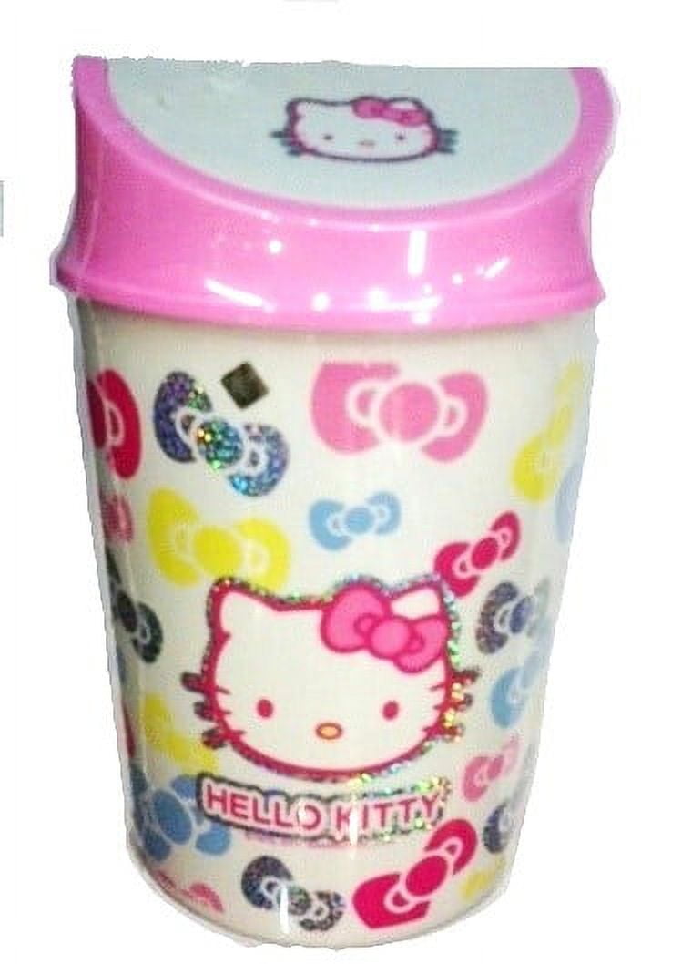 Hello Kitty Trash Can 13" Tall Color Bows with Sparkle Face - Walmart.com