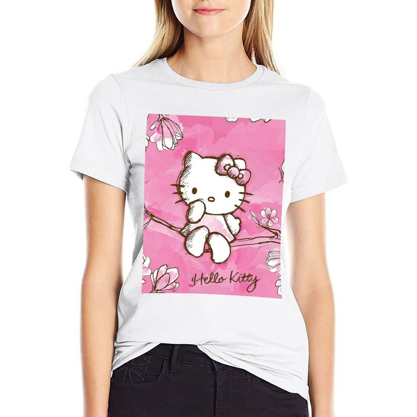 Hello Kitty Tree Flower Tee Shirt T-Shirt - Walmart.com