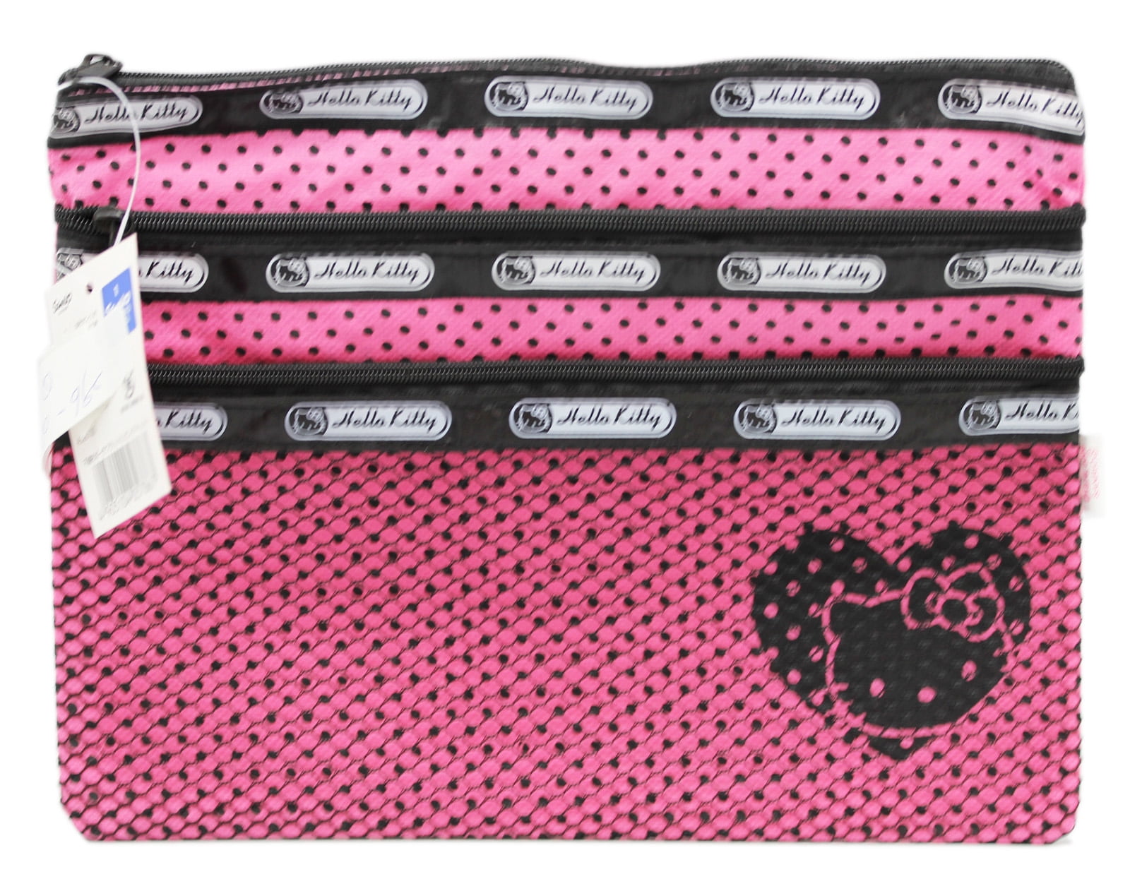 Hello Kitty Triple-Zippered Pink/Black School Supplies Pouch -Cosmetic ...