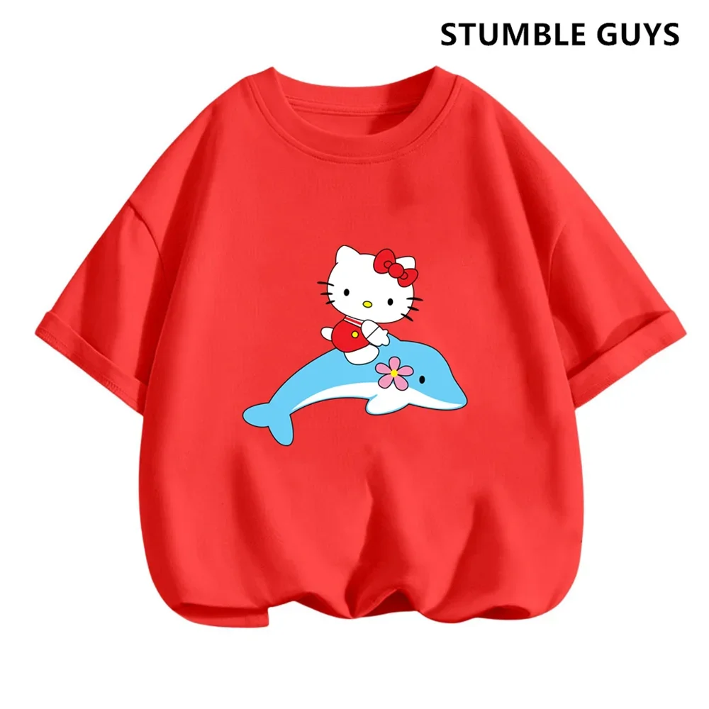 Hello Kitty Tshirt Kids Clothes Girls Clothes Children Y2k Kawaii ...