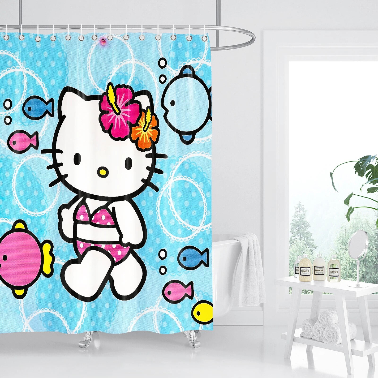Hello Kitty Tuya Bathroom Bath Curtain Shower Set For Decor White ...