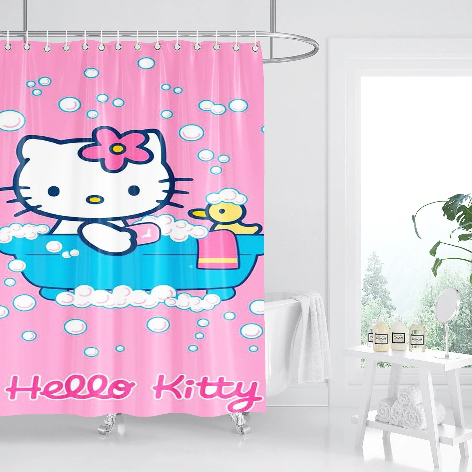 Hello Kitty Tuya Bathroom Bath Curtain Shower Set For Decor White ...