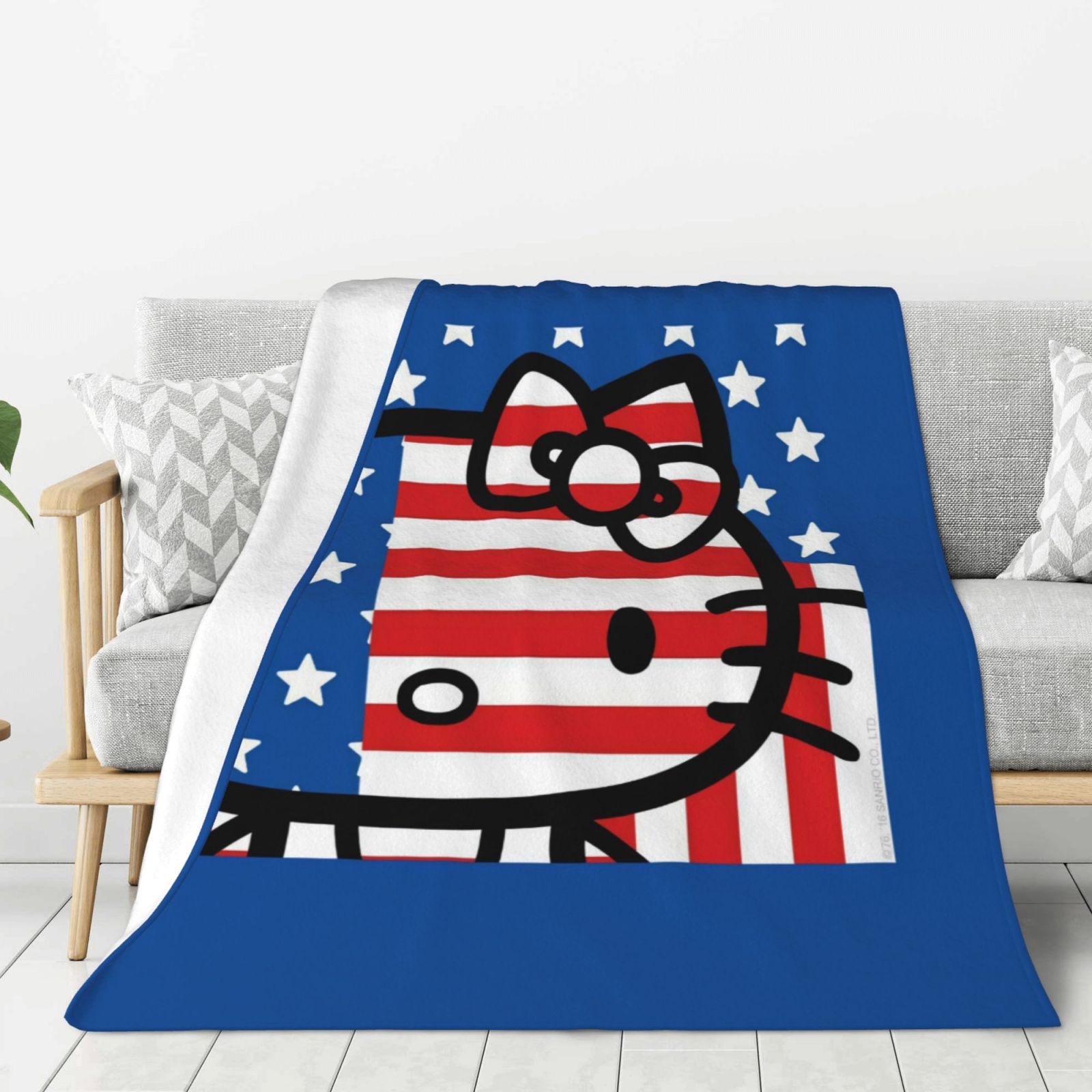 Hello Kitty USA Fleece Blanket for Couch,Super Soft Cozy Blankets for ...