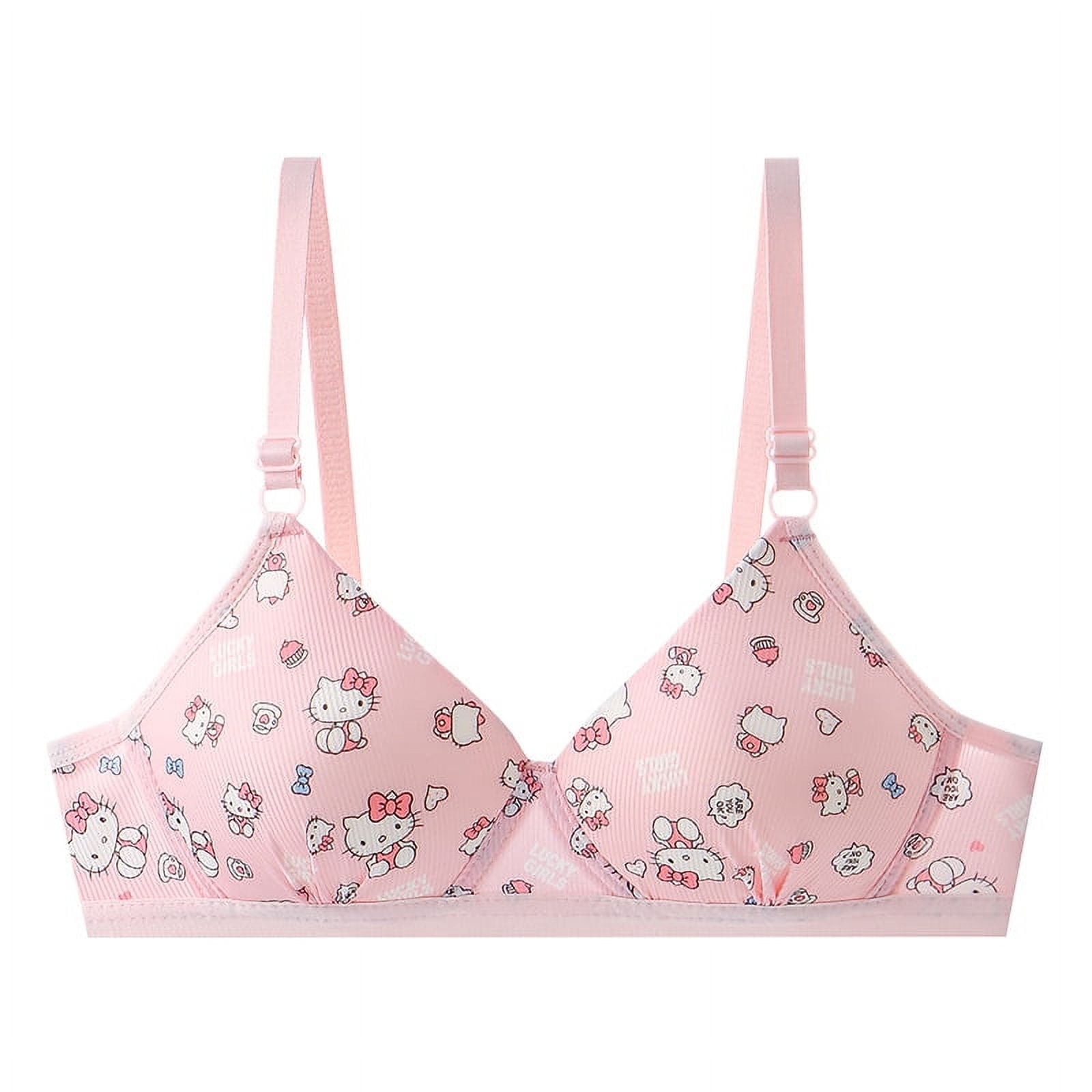 Hello Kitty Underwear Kawaii Cartoon Girls Sexy Bra No Wire Push Up ...