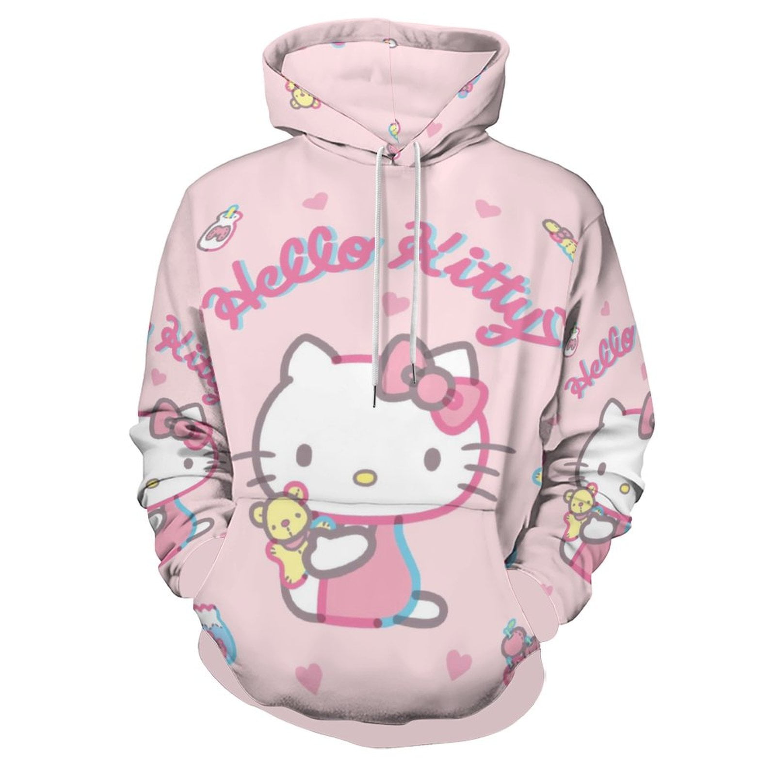Hello Kitty Unisex Hoodies 3D Printed Pullover Hooded Sweatshirt with ...