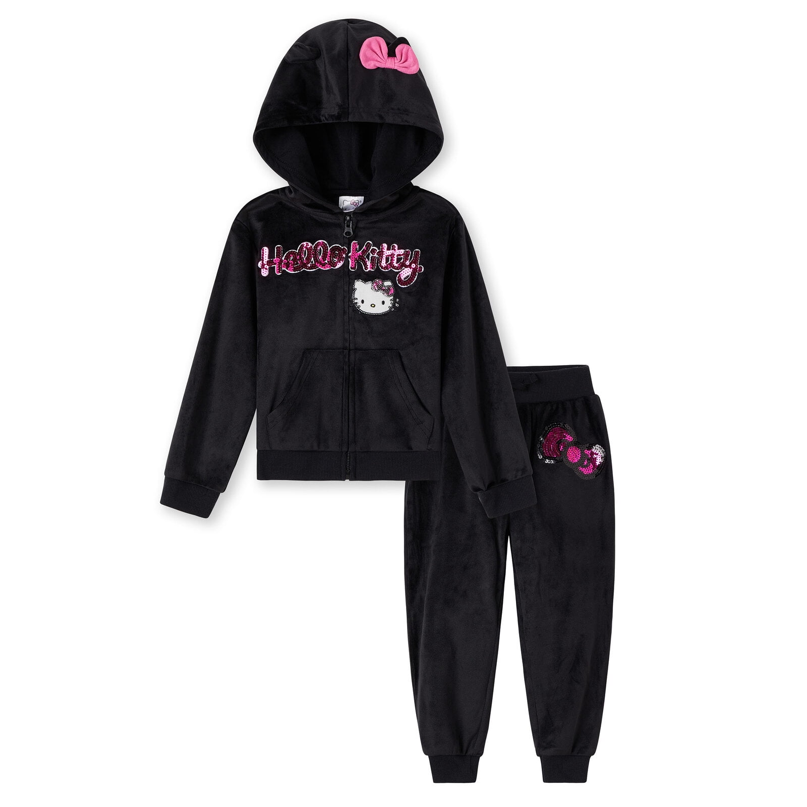 Hello Kitty Velour Zip Up Hoodie and Jogger Pants Outfit Set Toddler to ...