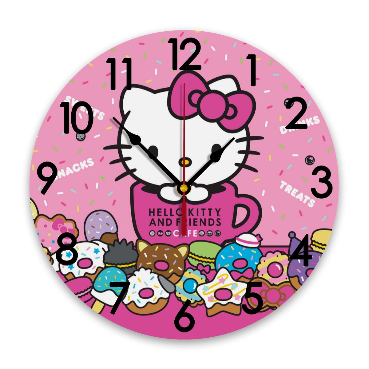 Hello Kitty Wall Clock Silent Non-Ticking 12" Premium Quartz Round Easy ...