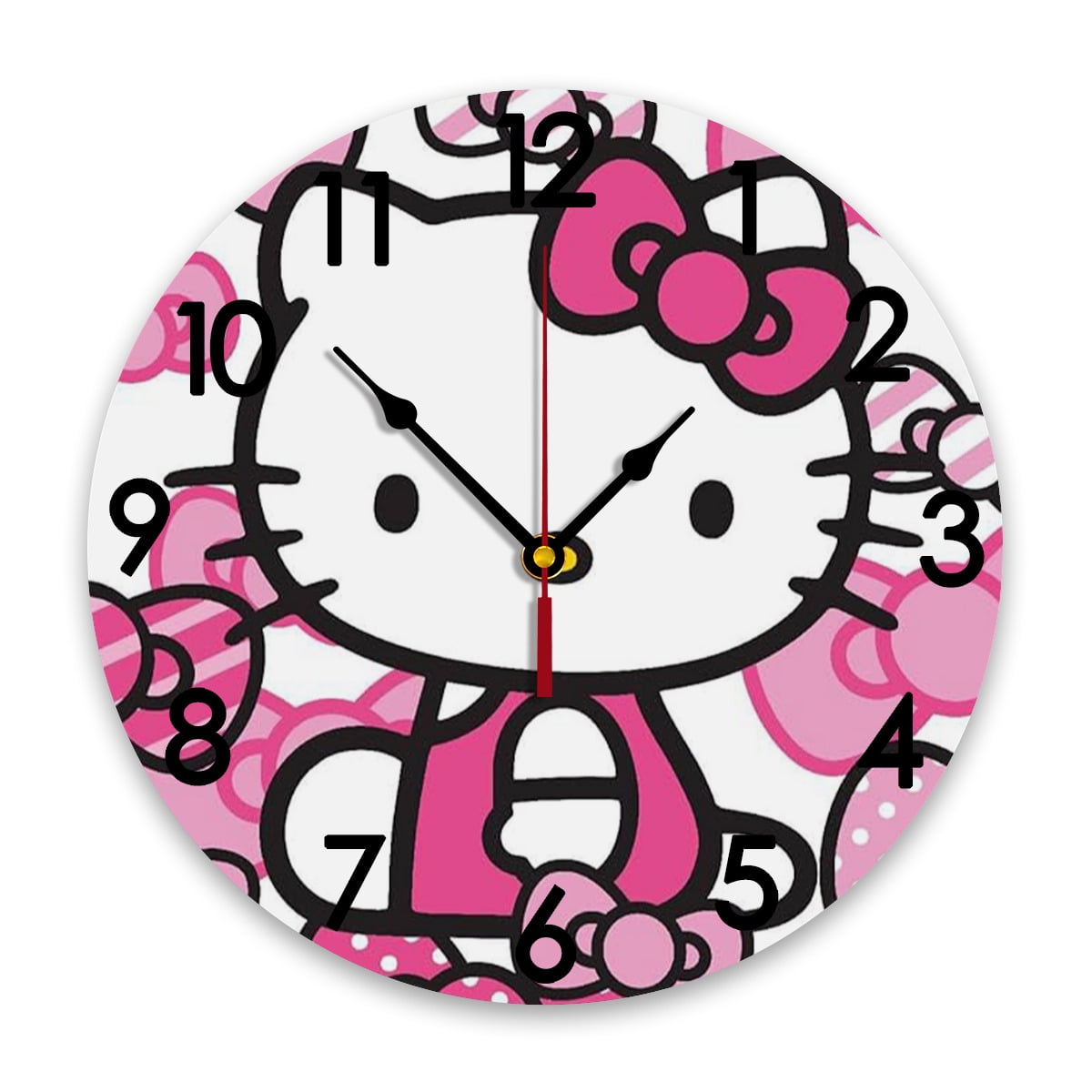 Hello Kitty Wall Clock Silent Non-Ticking 12" Premium Quartz Round Easy ...