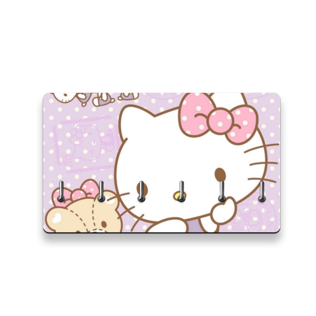 Hello Kitty Wall Key Holder, Farmhouse Wall Rack with 6 Hooks, Wall ...