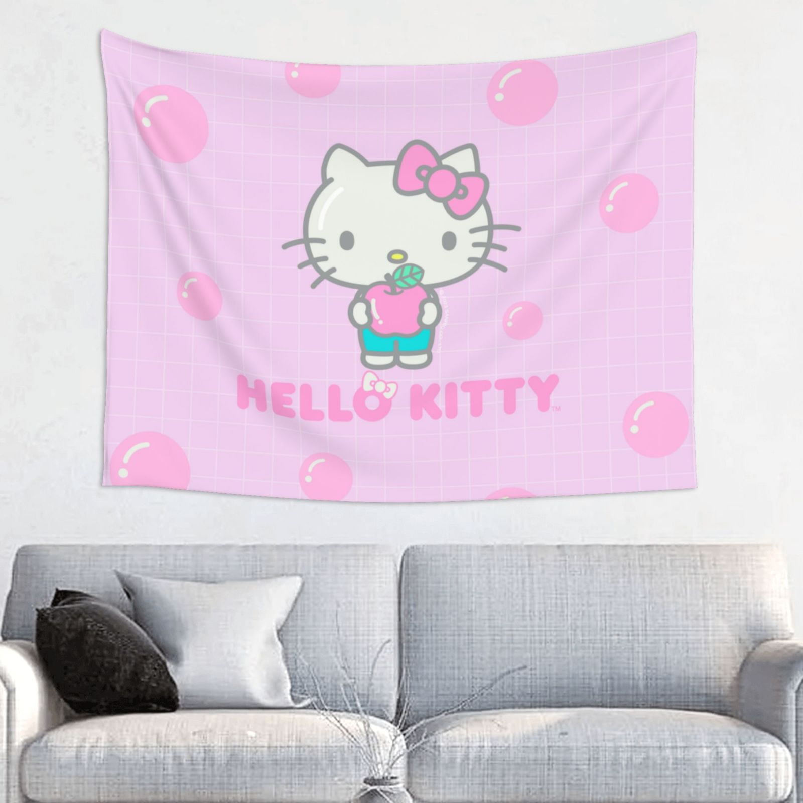 Hello Kitty Wall Tapestry Cartoon Poster for Bedroom Aesthetics Funny ...