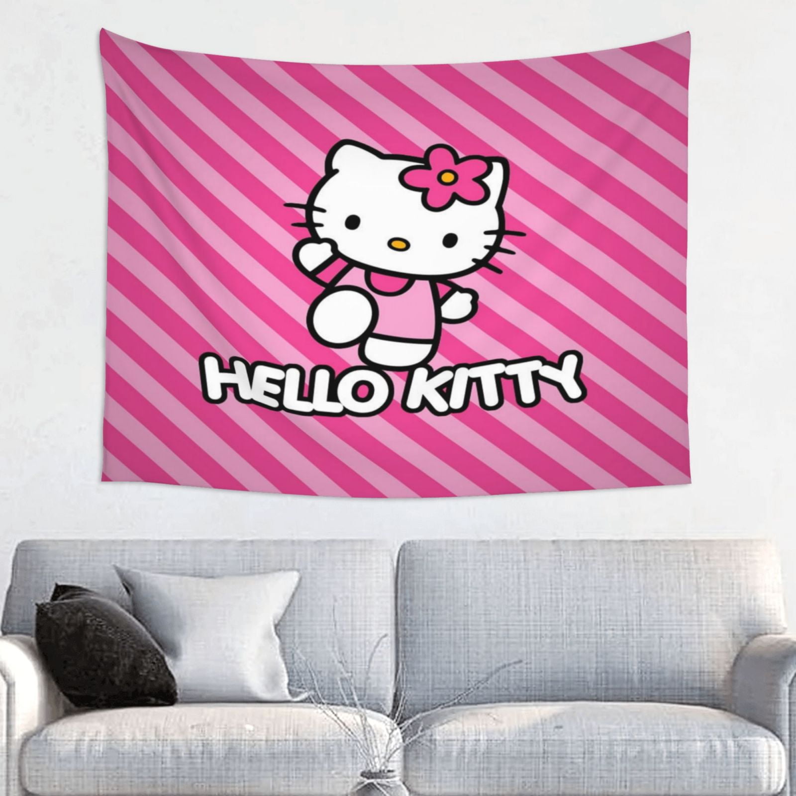 Hello Kitty Wall Tapestry Cartoon Poster for Bedroom Aesthetics Funny ...