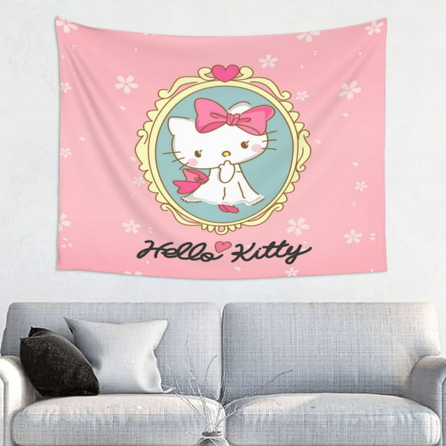 Hello Kitty Wall Tapestry Cartoon Poster for Bedroom Aesthetics Funny ...