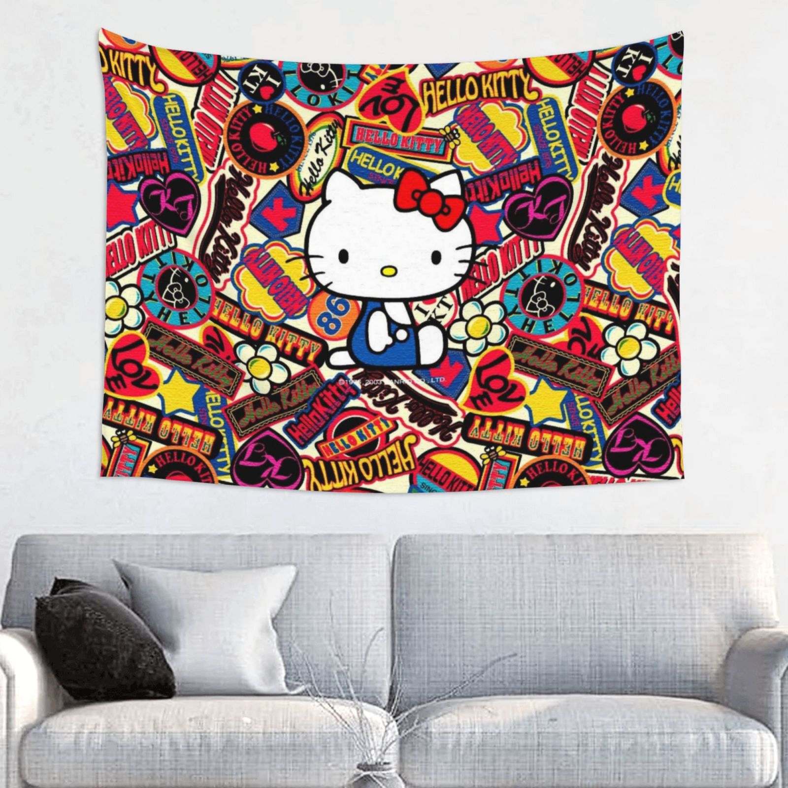 Hello Kitty Wall Tapestry Cartoon Poster for Bedroom Aesthetics Funny ...