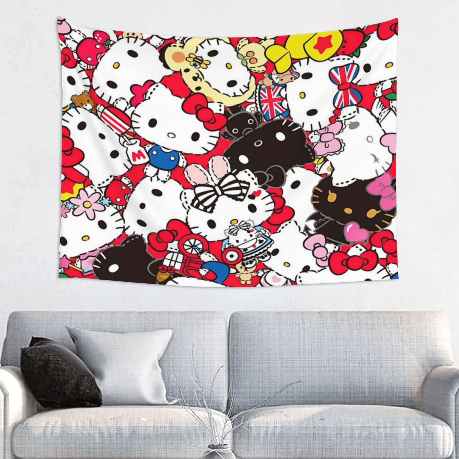 Hello Kitty Wall Tapestry Cartoon Poster for Bedroom Aesthetics Funny ...