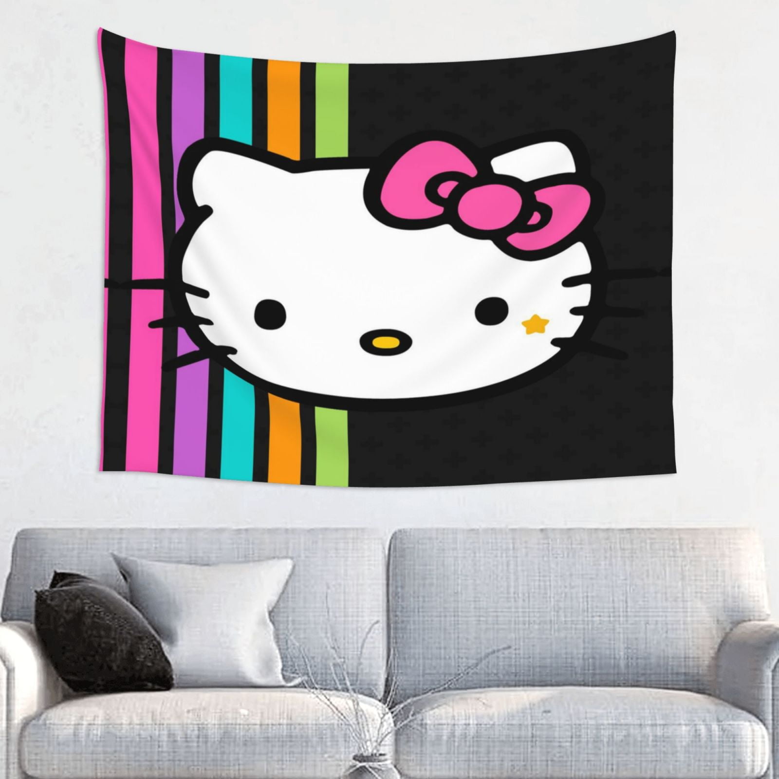 Hello Kitty Wall Tapestry Cartoon Poster for Bedroom Aesthetics Funny ...