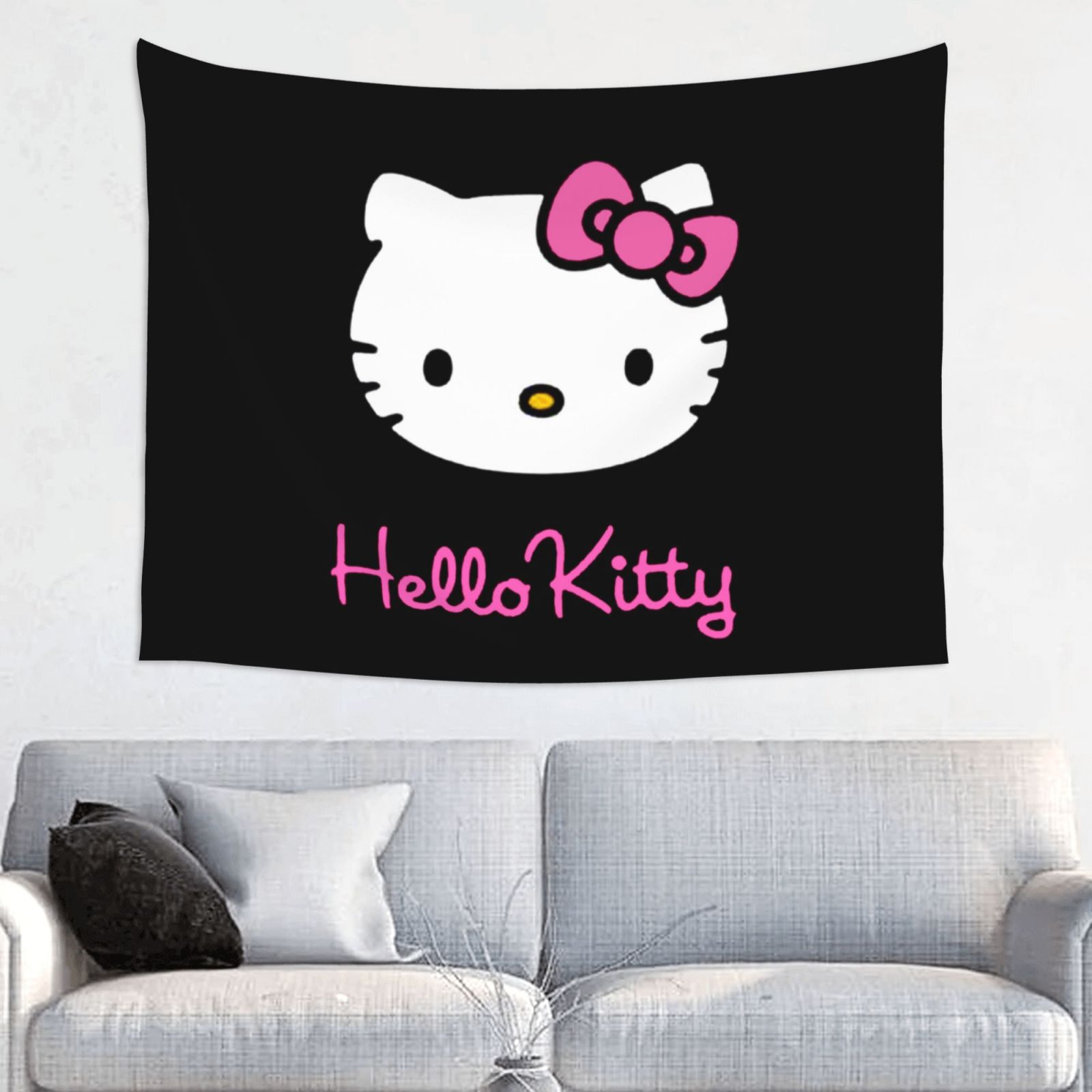 Hello Kitty Wall Tapestry Cartoon Poster for Bedroom Aesthetics Funny ...