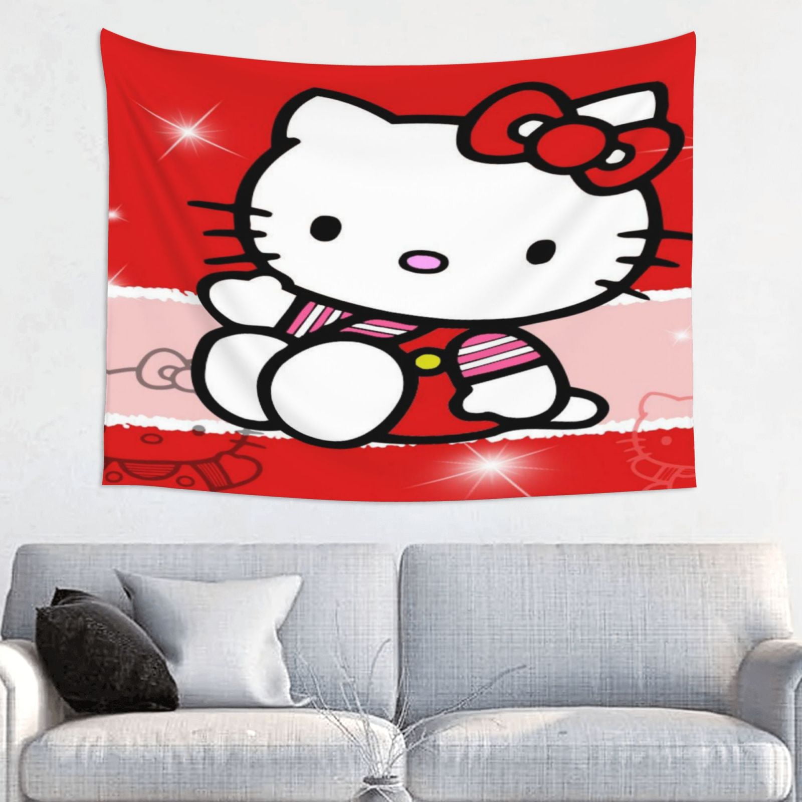 Hello Kitty Wall Tapestry Cartoon Poster for Bedroom Aesthetics Funny ...