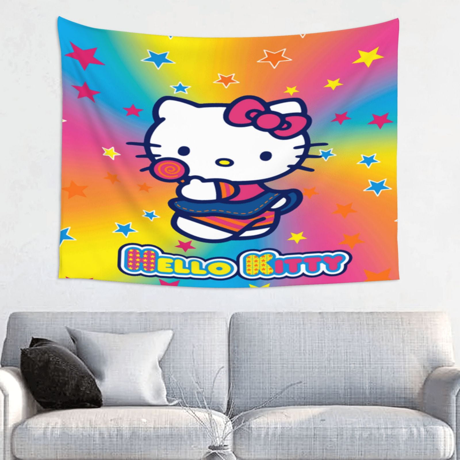 Hello Kitty Wall Tapestry Cartoon Poster for Bedroom Aesthetics Funny ...