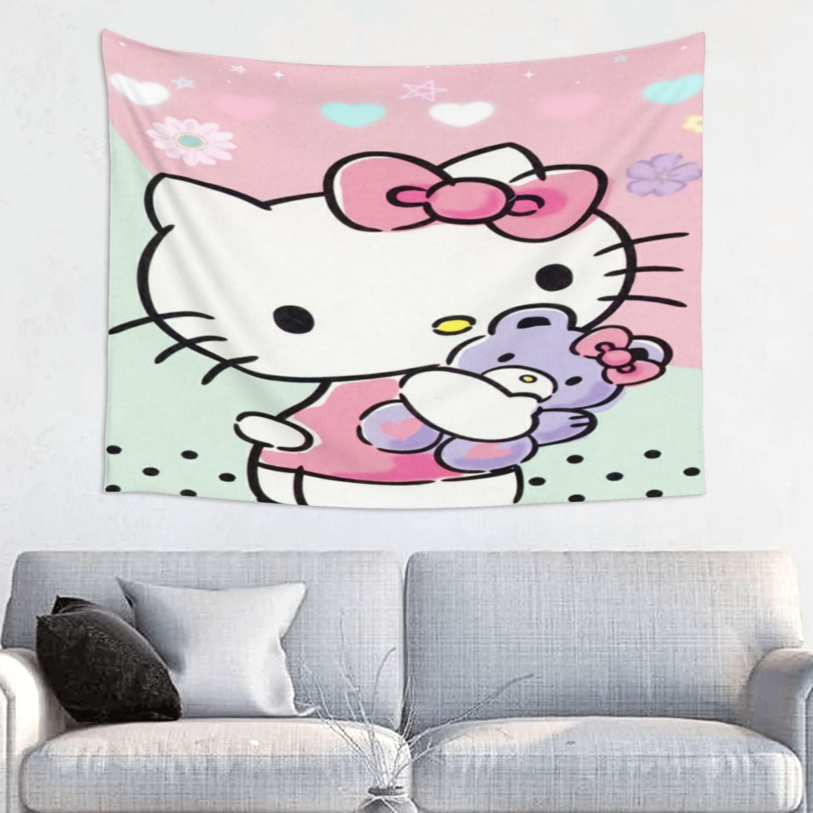 Hello Kitty Wall Tapestry Cartoon Poster for Bedroom Aesthetics Funny ...