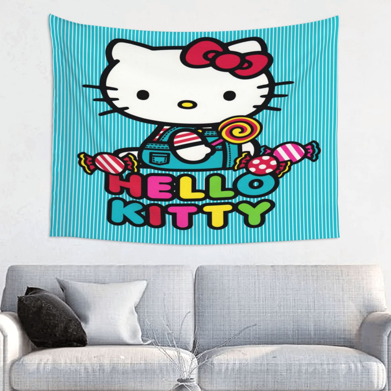 Hello Kitty Wall Tapestry Cartoon Poster for Bedroom Aesthetics Funny ...
