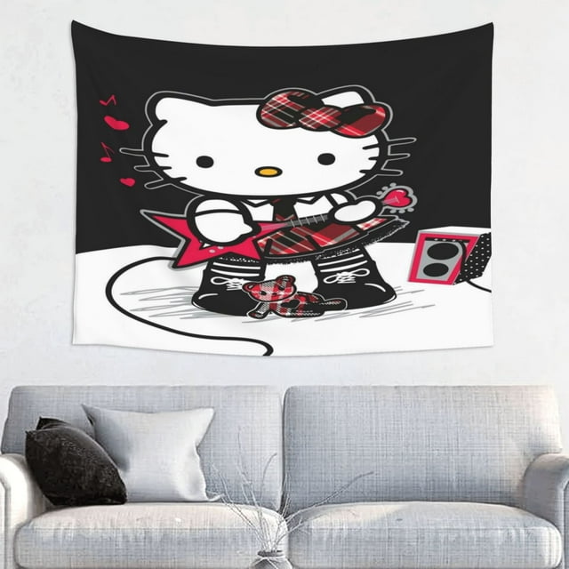 Hello Kitty Wall Tapestry Cartoon Poster for Bedroom Aesthetics Funny ...